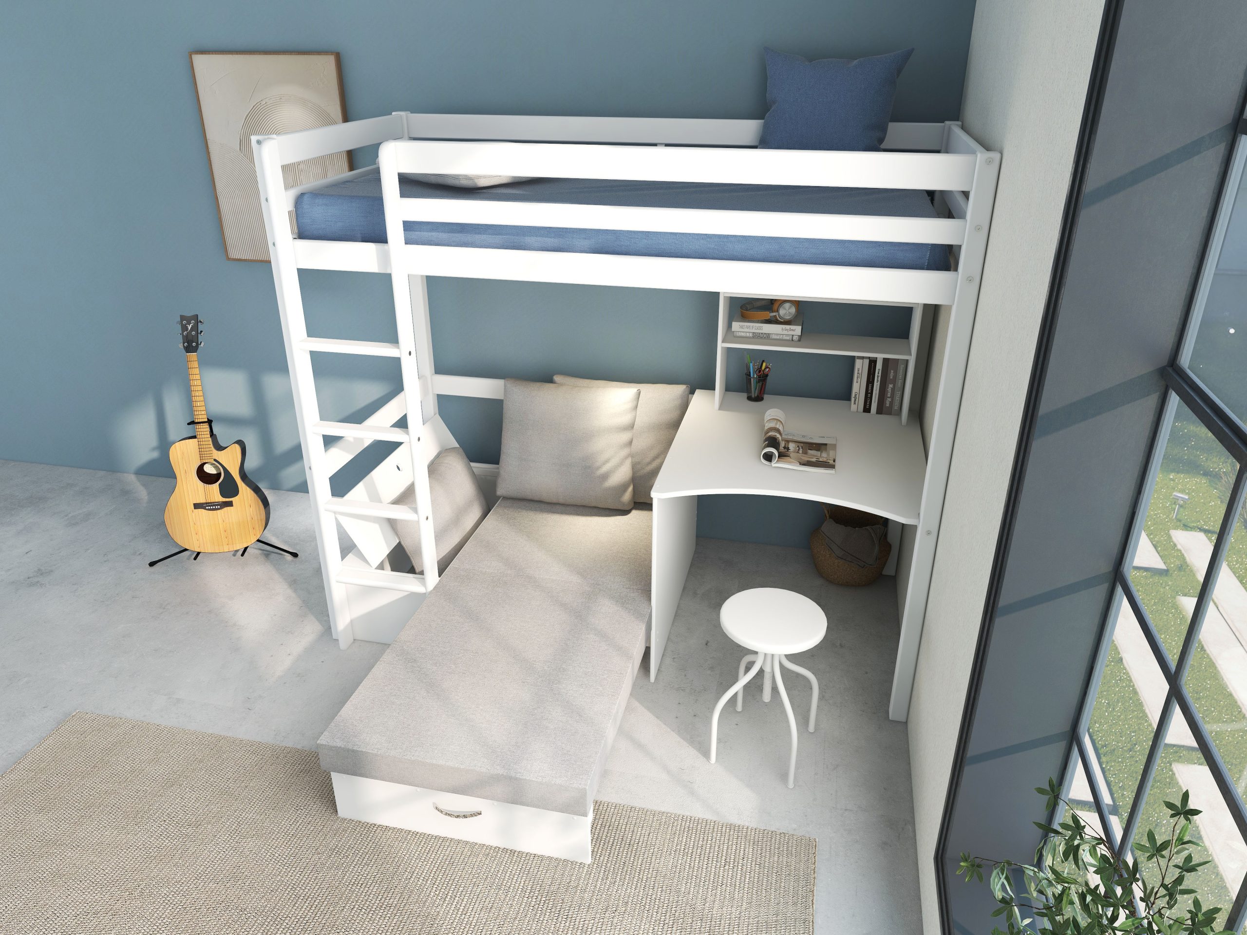 Thuka Hit 9 Highsleeper Bed with Desk and Sofa Bed - Room To Grow