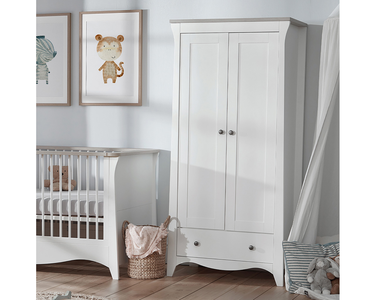 Clara Double Wardrobe in White & Driftwood Ash - Kid's Beds, Bunk Beds ...