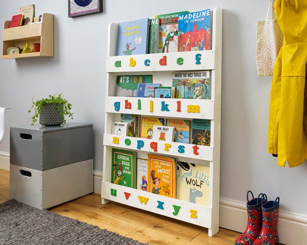 Open Facing Bookcase with lowercase letters - Room To Grow
