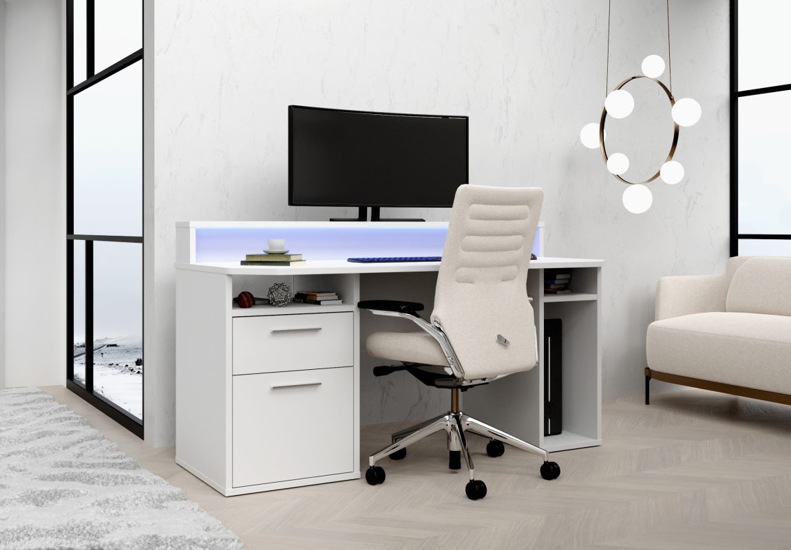 Saturn Gaming Desk - White | Sleek & Compact Design