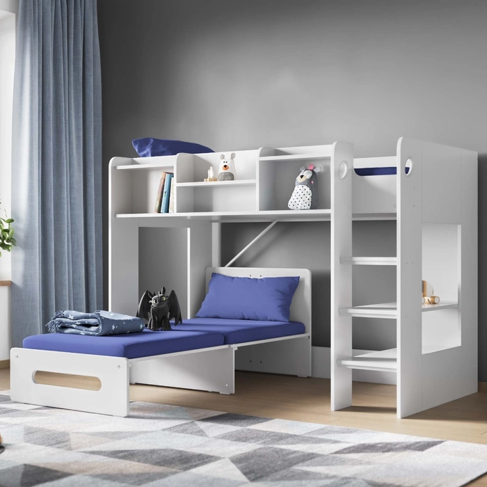 Amsterdam Mid High Sleeper With Pull Out Blue Futon - Room To Grow