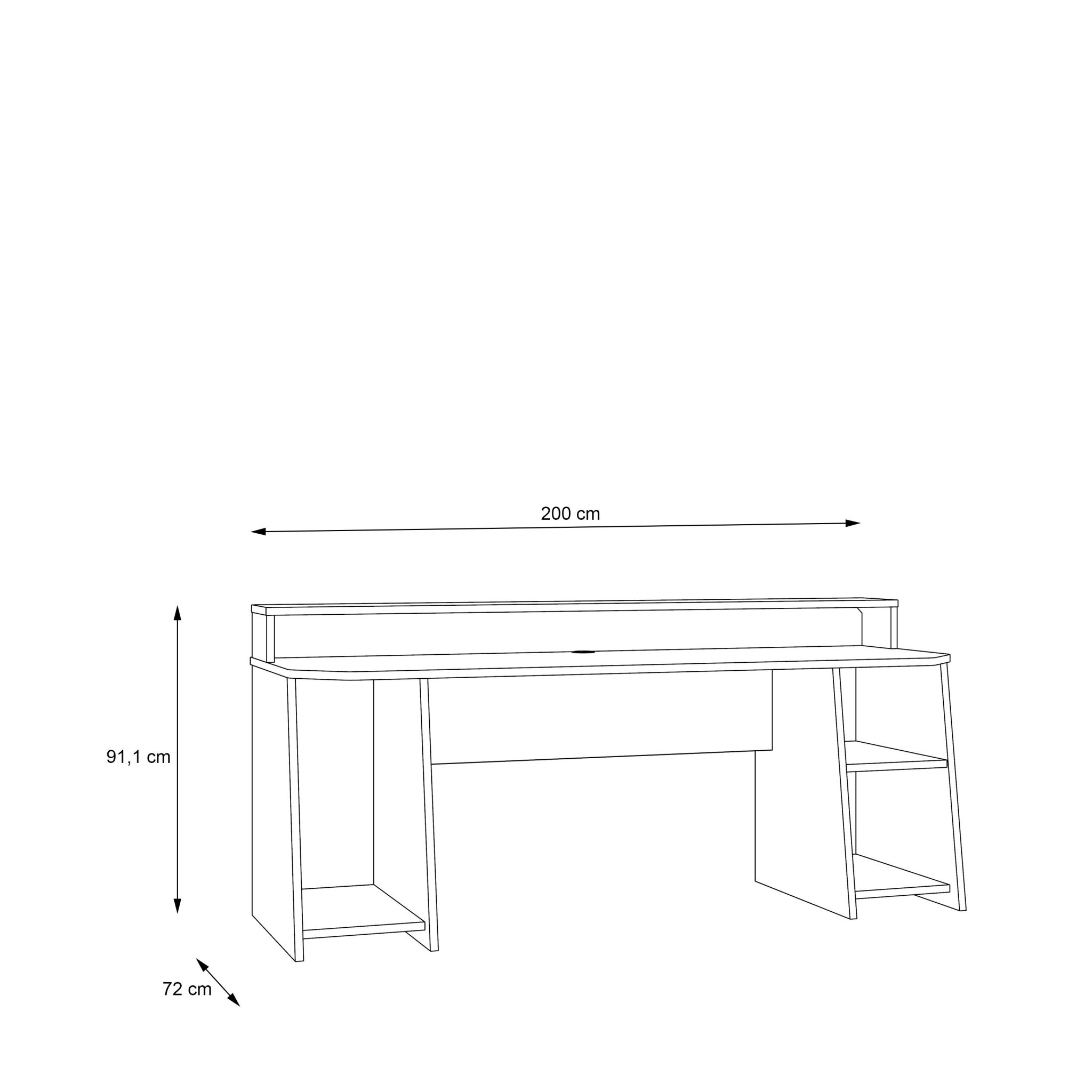 Pioneer Wide Black Gaming Desk with Colour Changing LED - Room To Grow