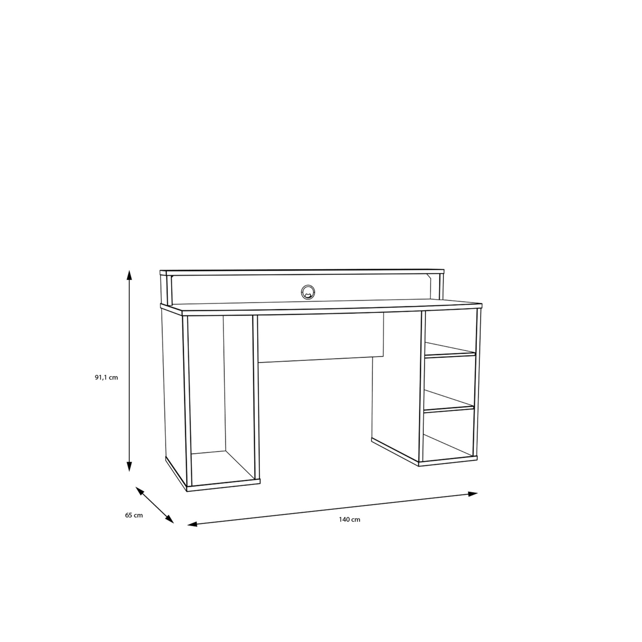 Pioneer Gaming Desk in Black with LED Lighting - Room To Grow